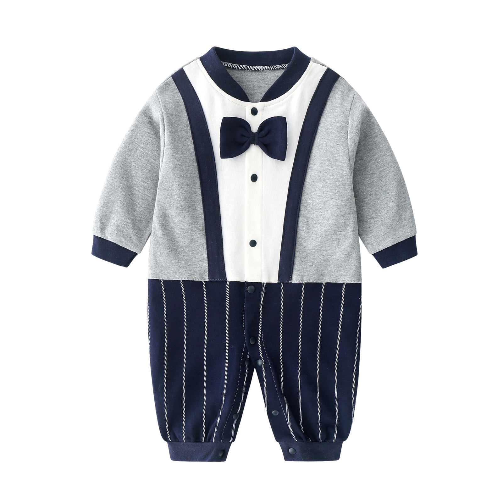 Posijego Toddler Baby Boys Gentleman Rompers Formal Outfit Long Sleeve ...