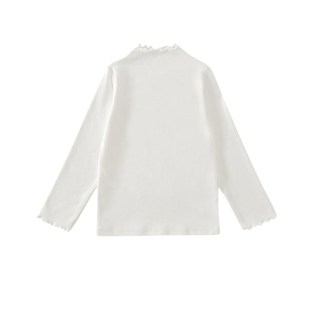 Posijego Toddler Baby Girls Mock Turtleneck Long Sleeve Blouses Little Girl Solid Color Basic ...