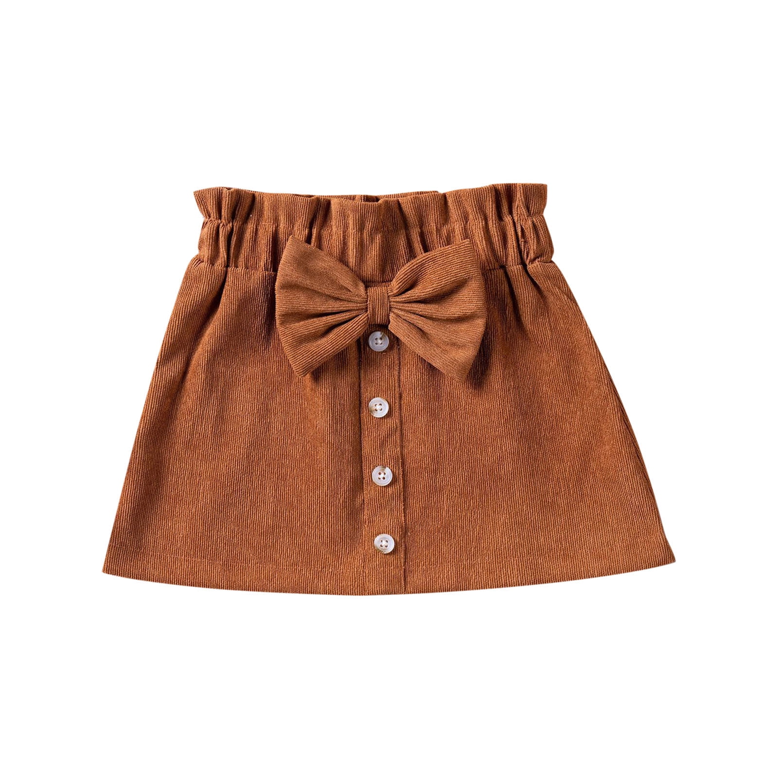Posijego Toddler Girls Corduroy Skirts Bow Front Elastic Waist Mini ...