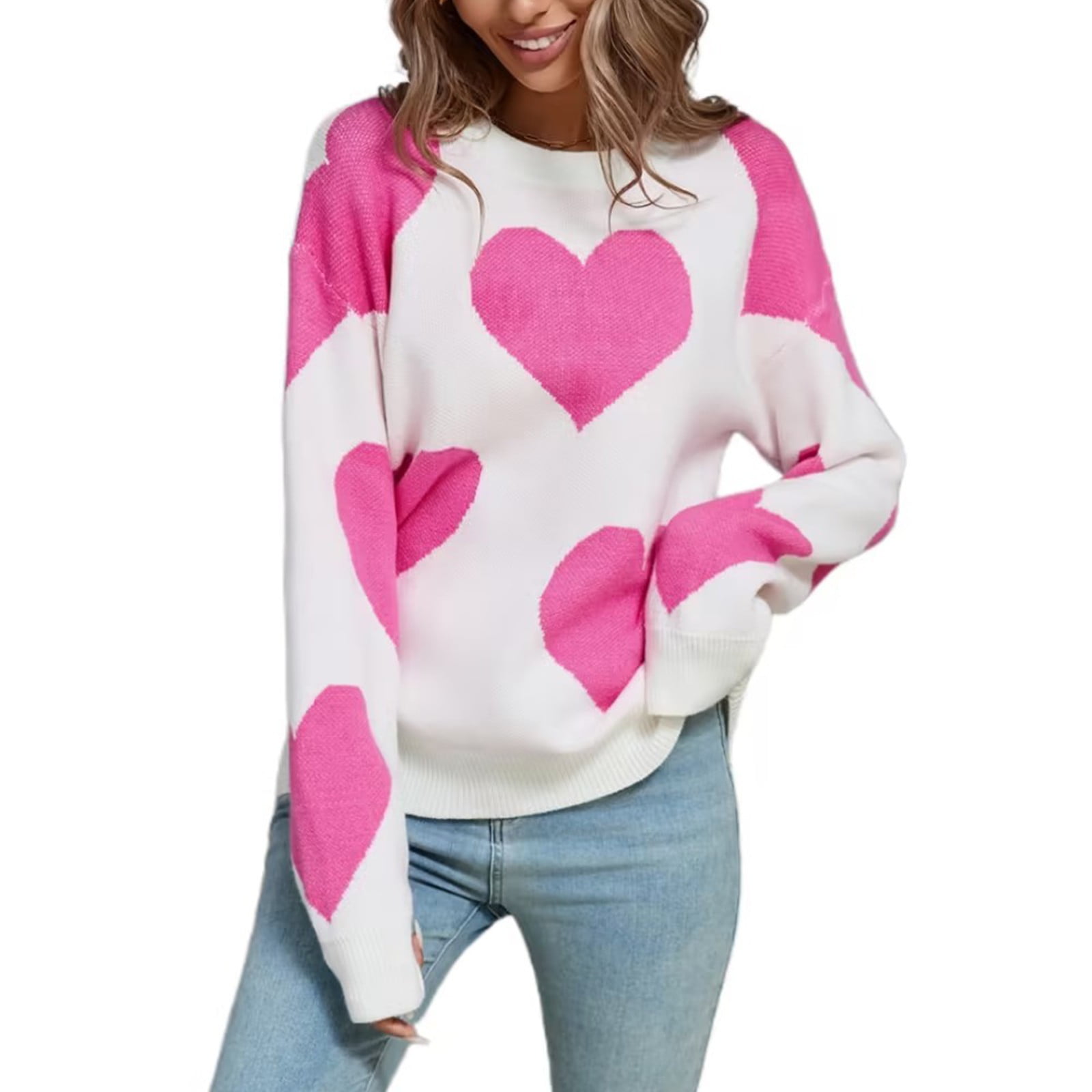 Posijego Valentine's Day Sweater for Women Cute Heart Graphic Long ...