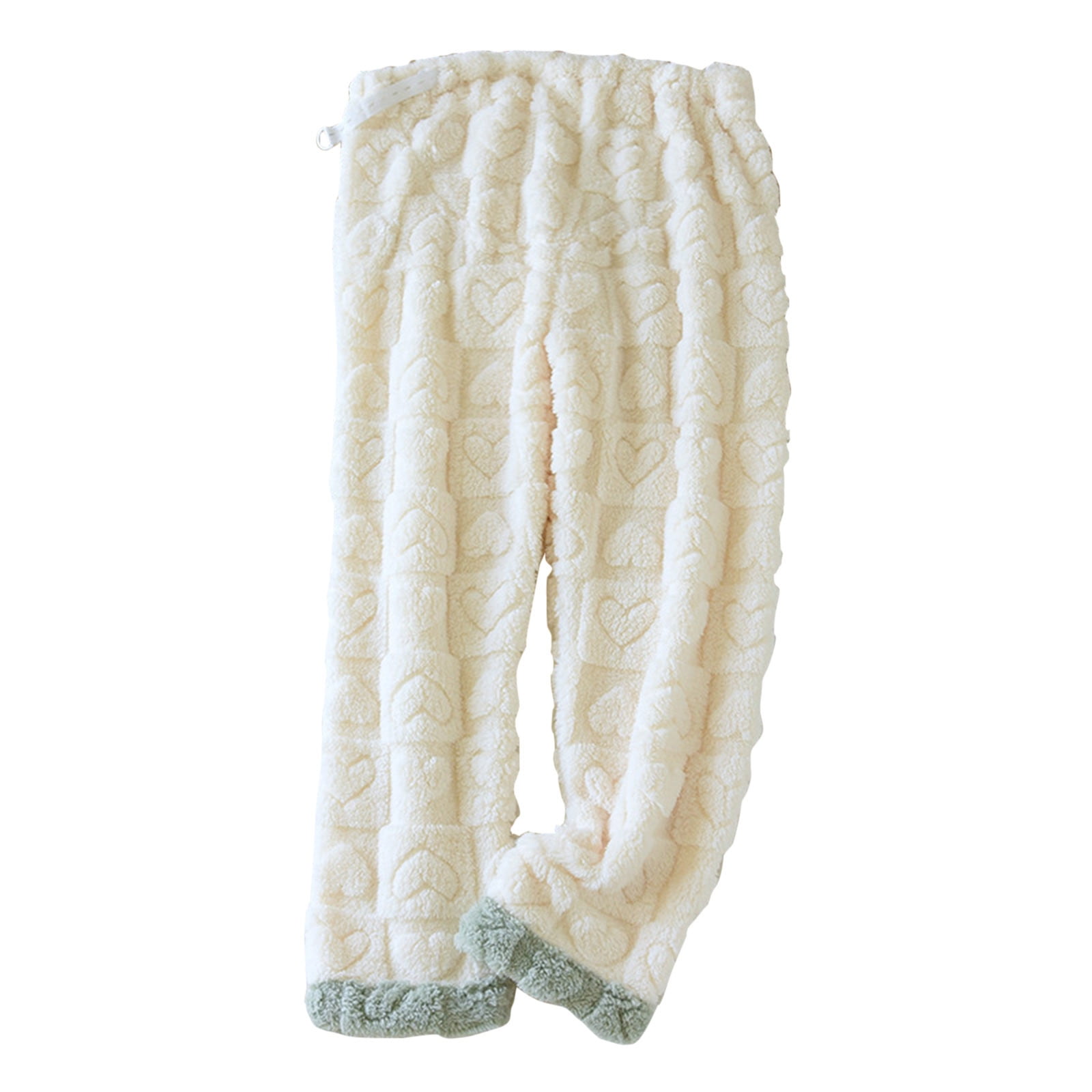 Posijego Winter Trendy Fuzzy Pajama Pants Adjustable High Waist Heart ...