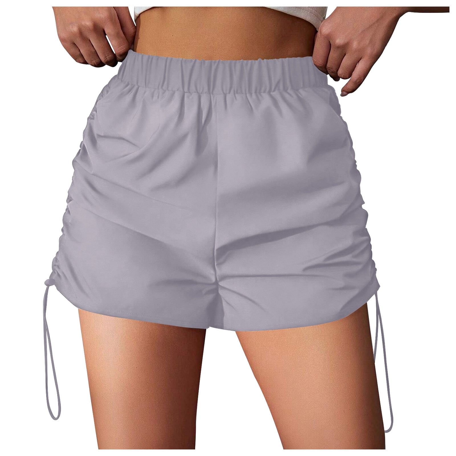 Posijego Women High Waist Running Shorts Ruched Side Drawstring ...