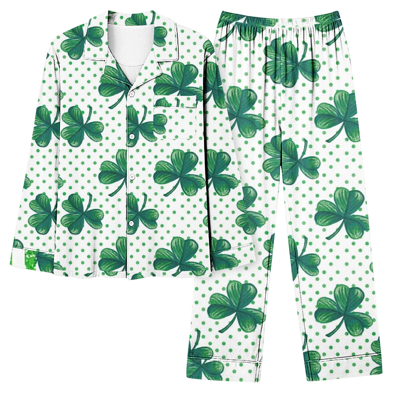 Posijego Women St Patrick's Day Pajama Set Button Down Long Sleeve ...