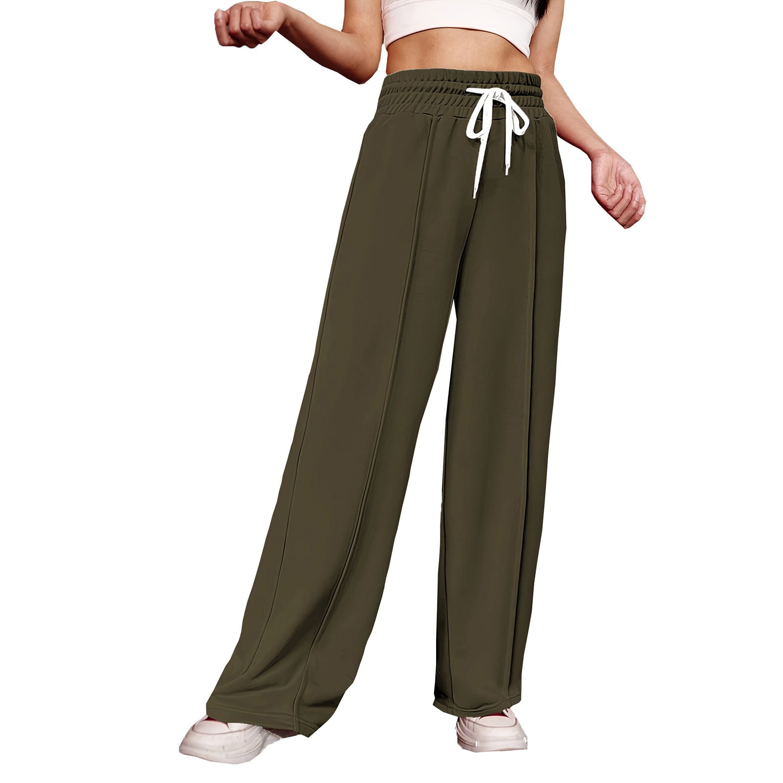 Posijego Women's Baggy Sweatpants Solid Color Drawstring High Waist ...