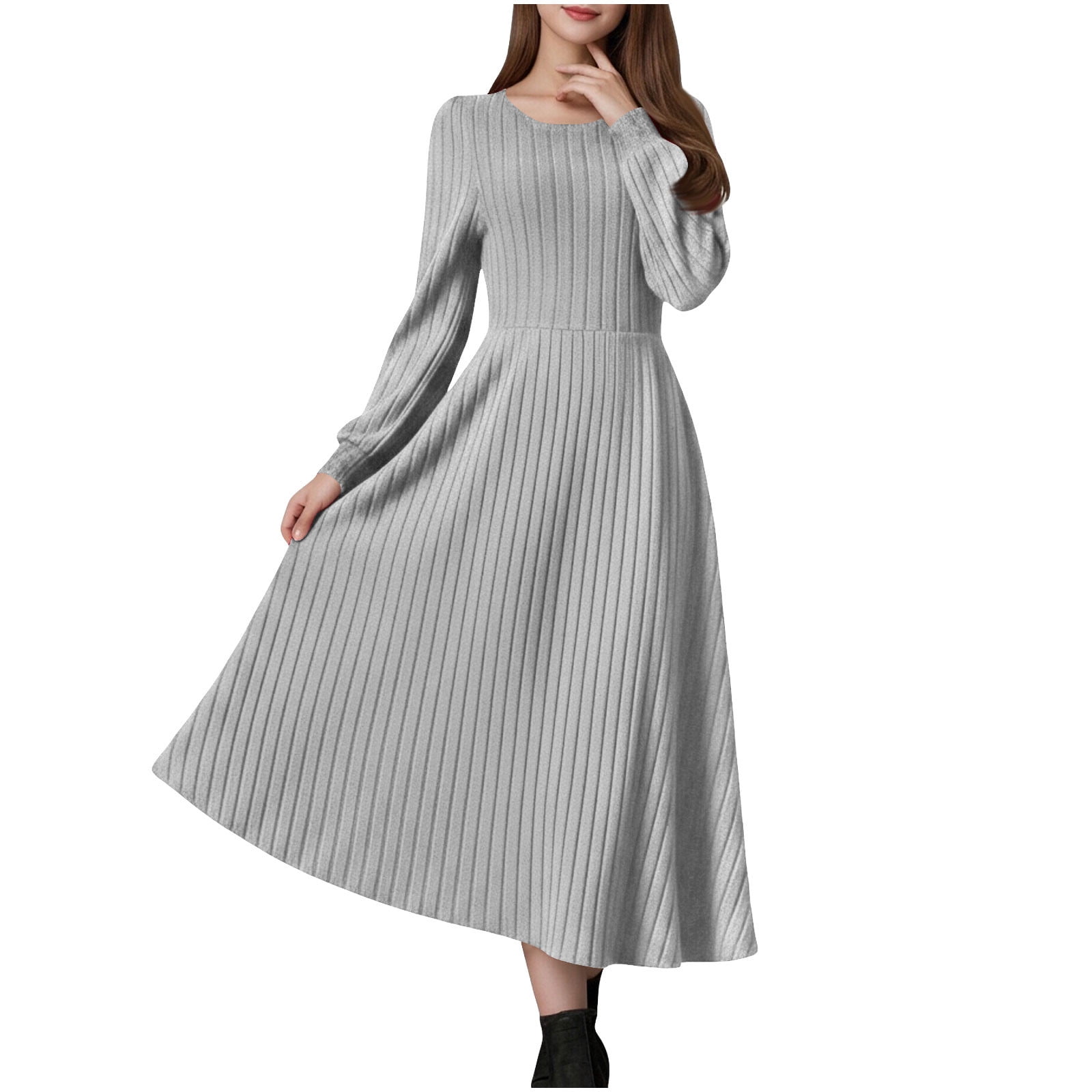 Posijego Women's Casual Dresses Knit Sweater Dress Long Sleeve Midi ...