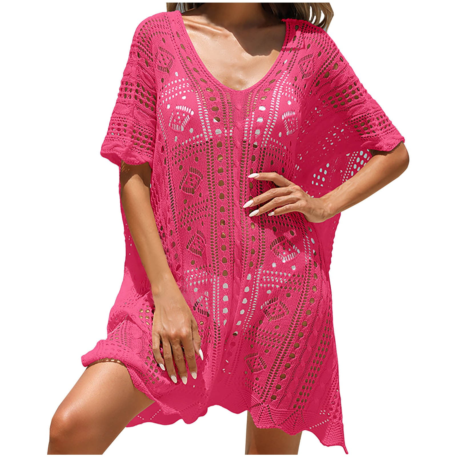 Posijego Women's Crochet Swimsuit Cover Up V Neck Swimwear Coverups ...