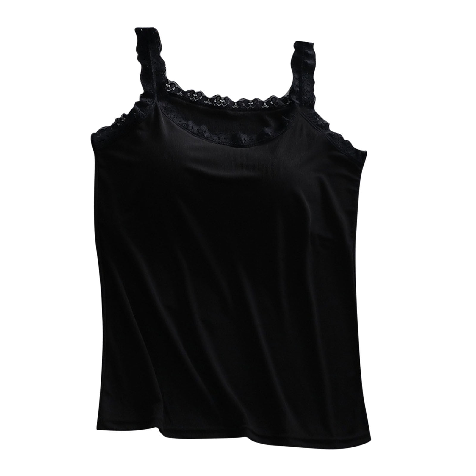 Posijego Women's Lace Camisole Tops with Bra Pads Ribbed Tank Tops ...