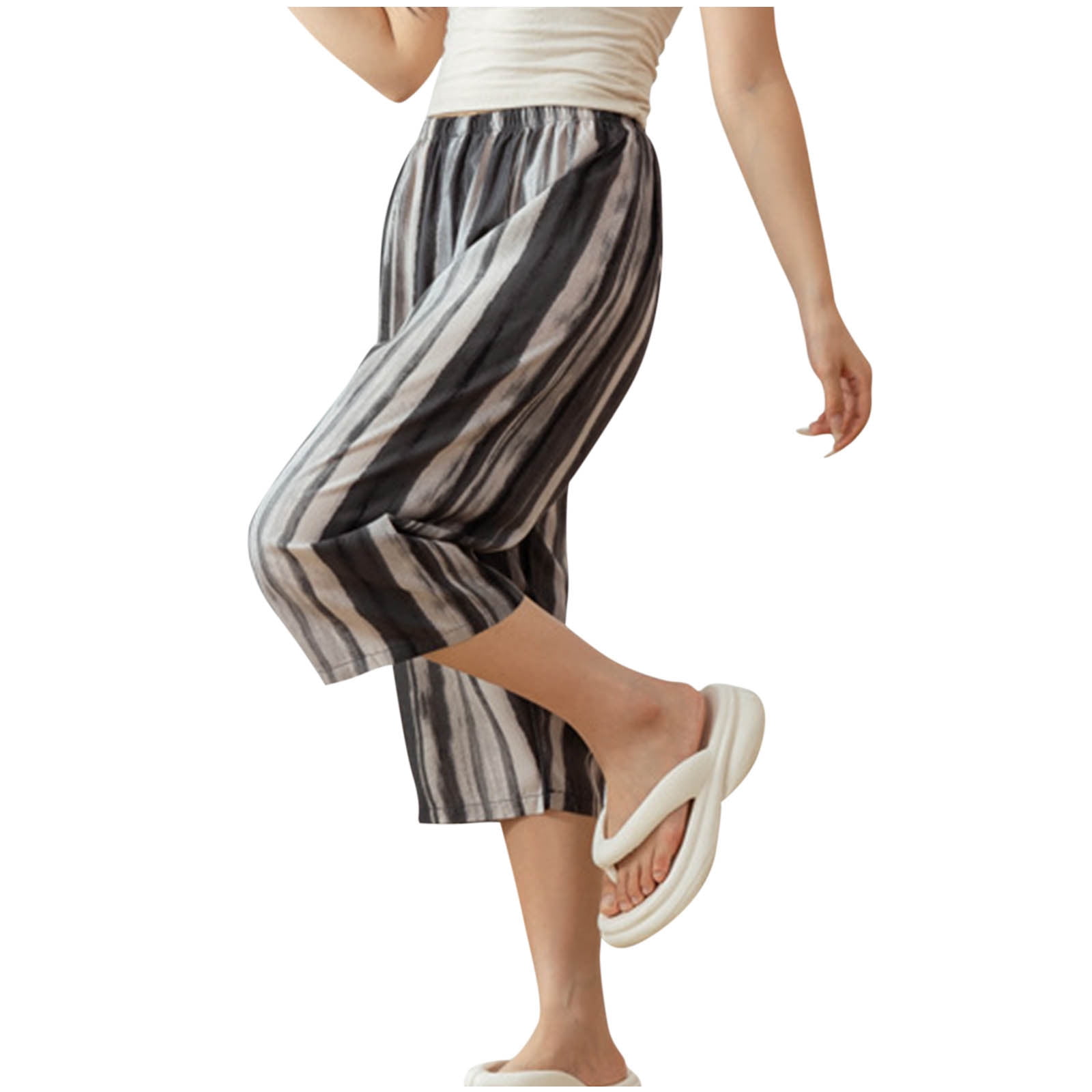 Posijego Women's Plus Size Capri Pajama Pants Printed Lounge Pants ...