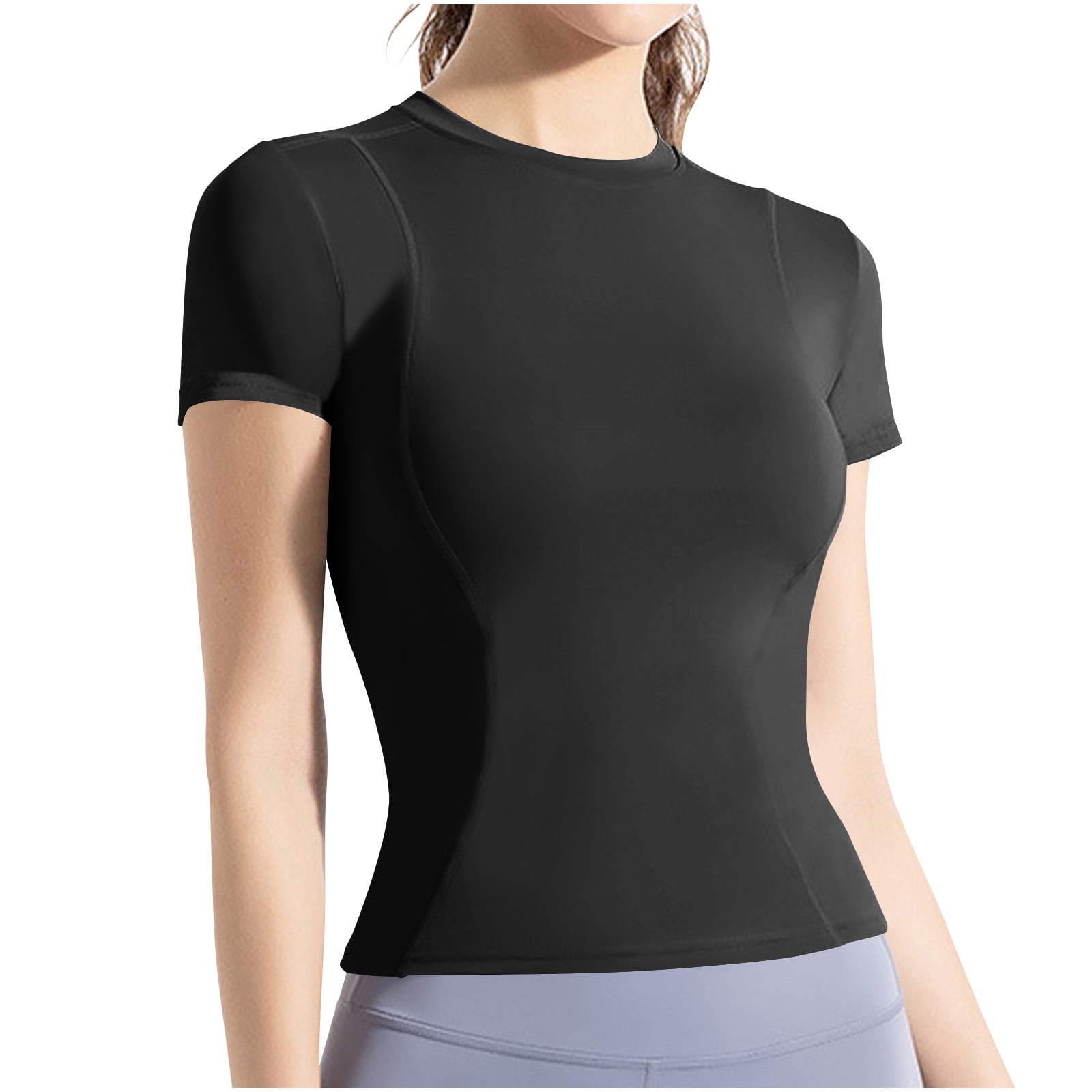 Posijego Women's Workout Tops Short Sleeve Sport Athletic T-Shirts Slim ...