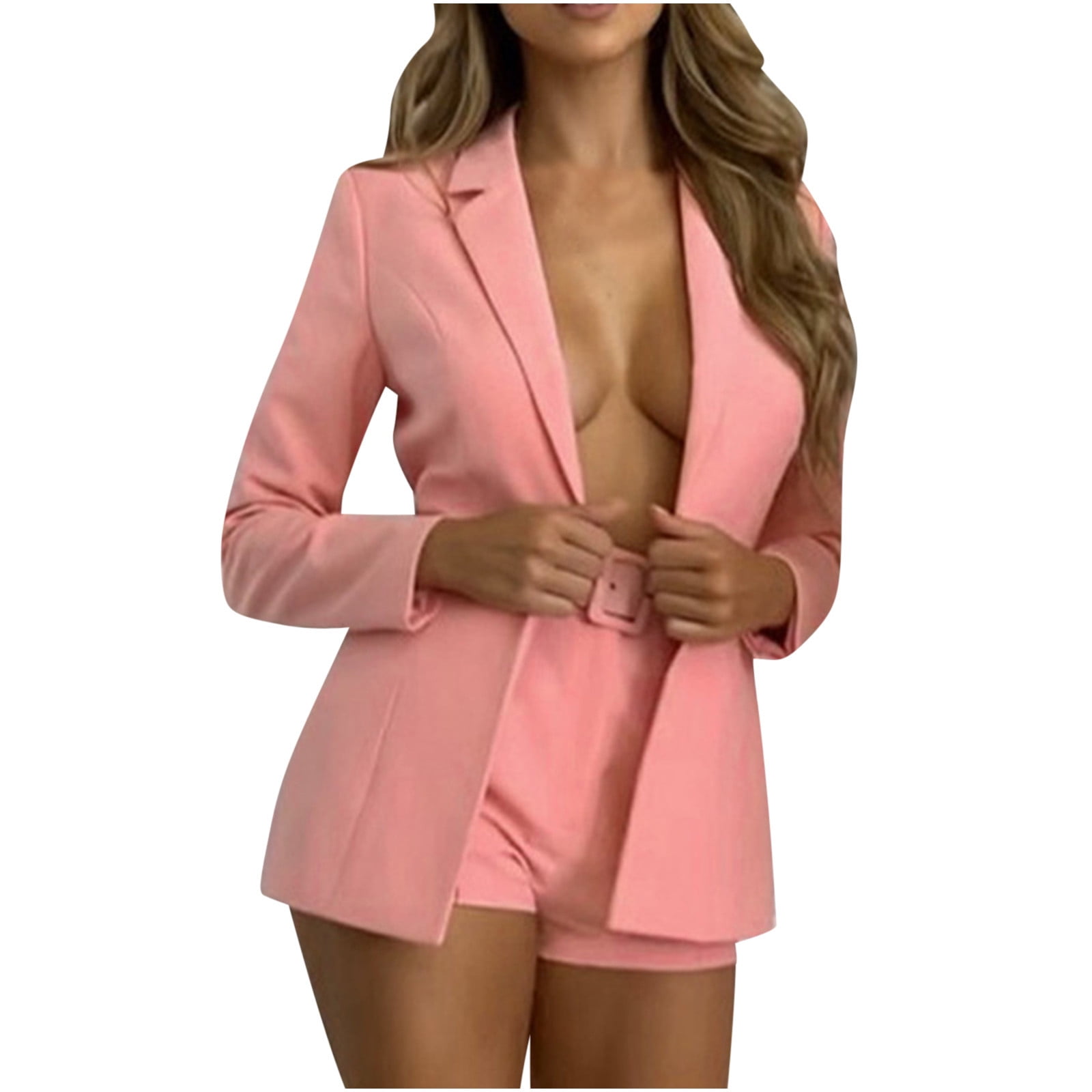 Posijego Womens 2 Piece Suit Sets Notched Lapel Long Sleeve Blazer And