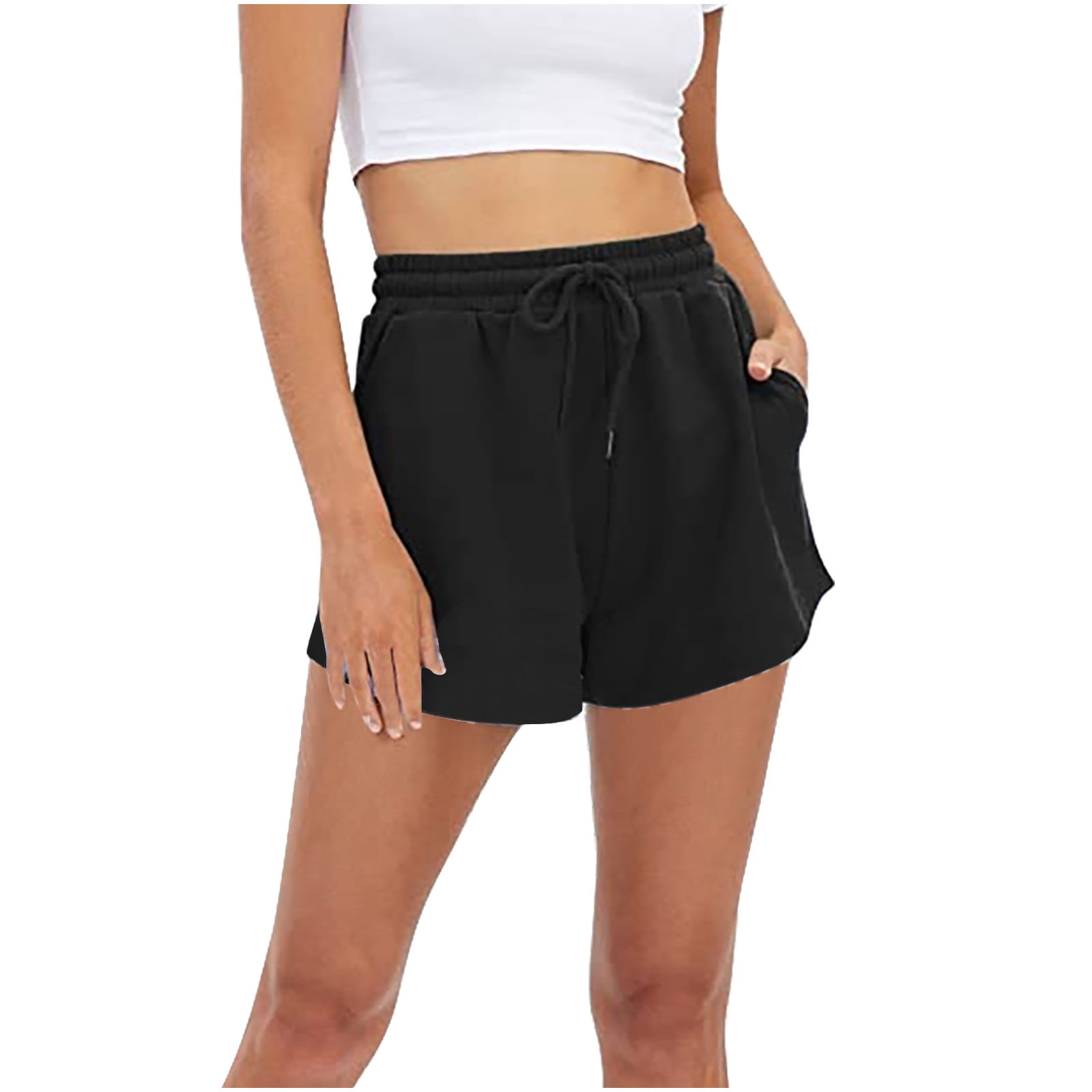 Posijego Womens Casual Sweat Shorts Comfy Drawstring Elastic Waist Summer Running Shorts With