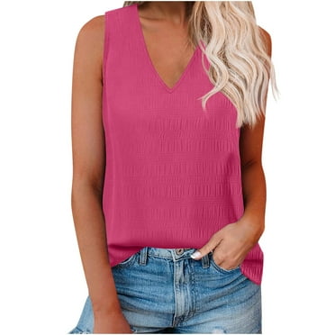 UVN Summer Tank Tops for Women V Neck Sleeveless T Shirts Loose Casual ...