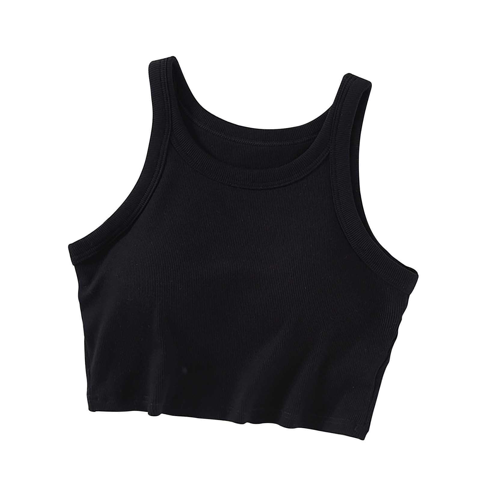 Posijego Womens Cropped Tank Tops Built In Bra Summer Sleeveless Slim