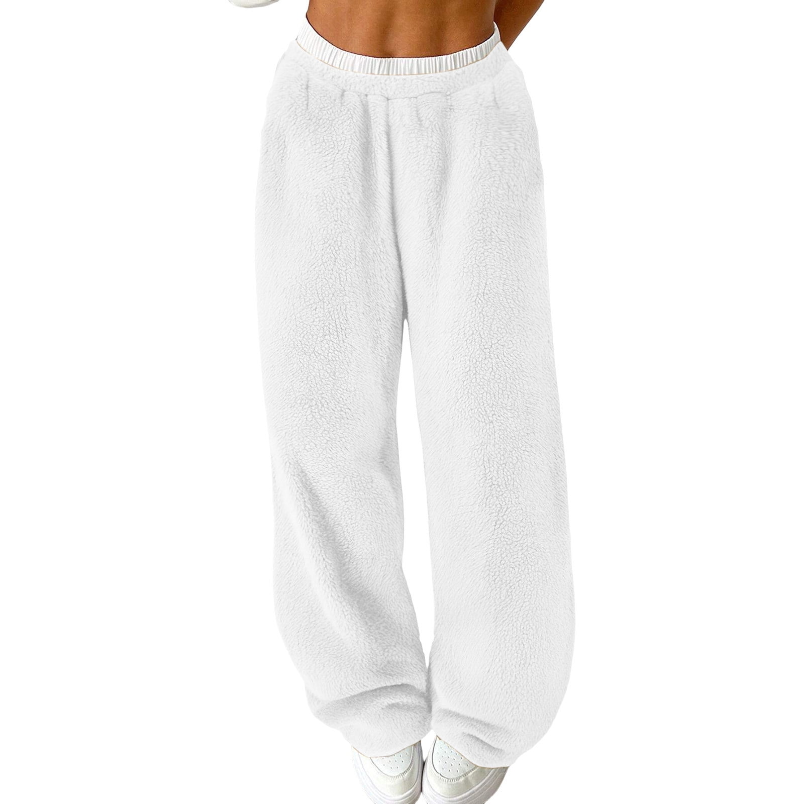Posijego Womens Fleece Sweatpants Cozy Soft Fuzzy Wide Leg Lounge Long ...
