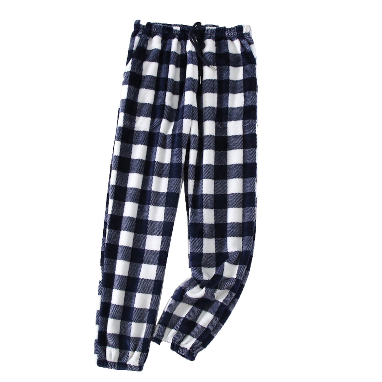 Posijego Womens Fuzzy Pajama Pants Plaid Print Elastic Waist Lounge ...