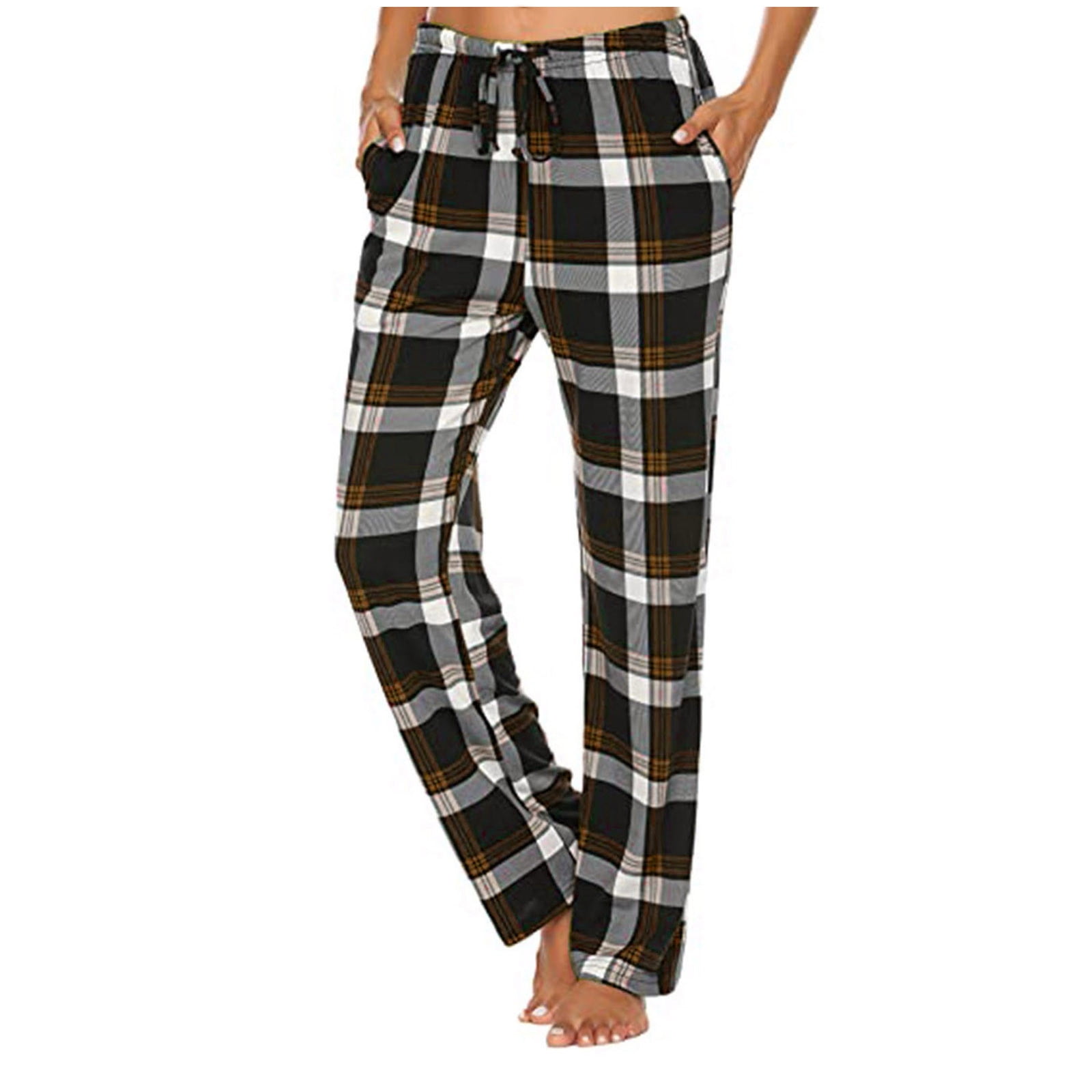 Posijego Womens Plaid Pajama Pants Low Rise Drawstring Yoga Lounge Pj ...