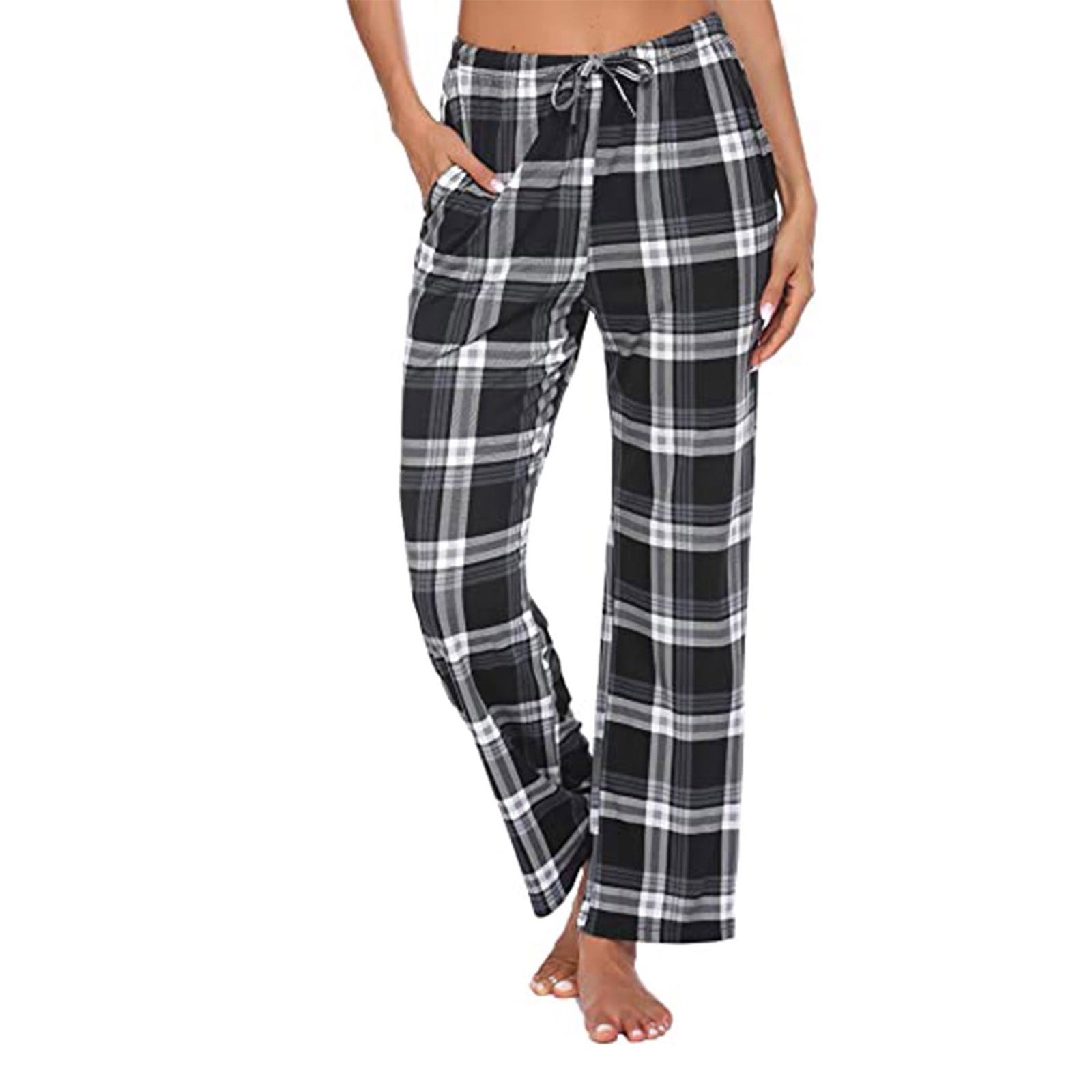 Posijego Womens Plaid Pajama Pants Low Rise Drawstring Yoga Lounge Pj ...