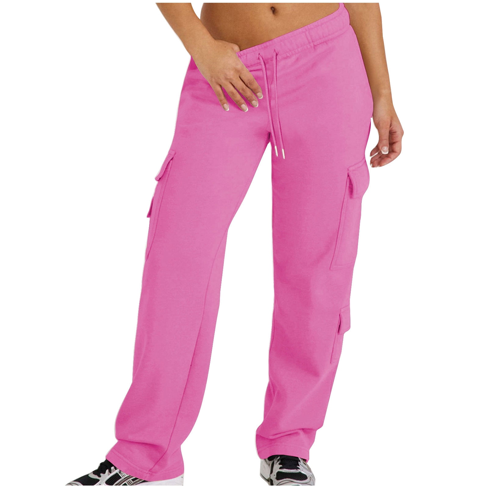 Posijego Womens Wide Leg Cargo Pants Sweatpants Drawstring High Waist ...