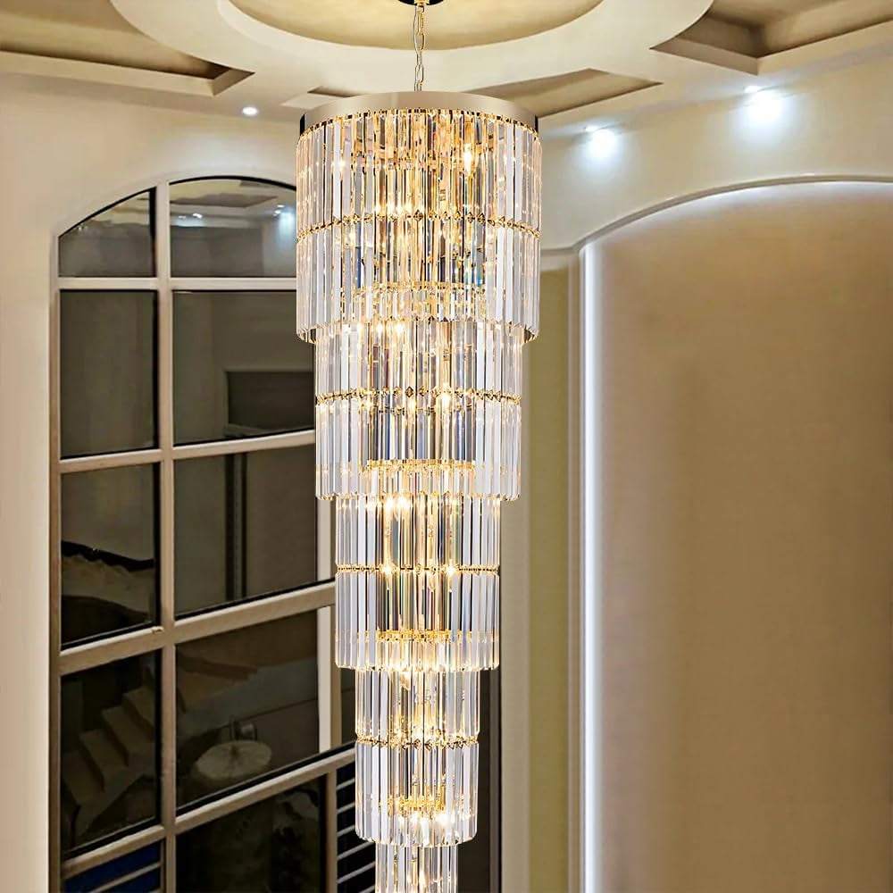 Posiosa Luxury Modern Long Staircase K9 Chandeliers Gold Top Design 10 ...