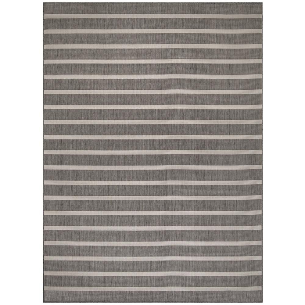 Positano Charcoal Ivory 8 ft. x 10 ft. Stripes Contemporary Area Rug ...