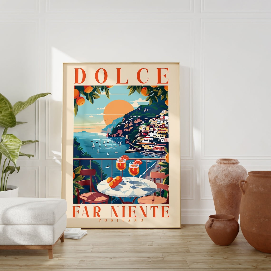 Positano Italy Art Poster: Dolce Far Niente, Amalfi Coast, Unframed ...