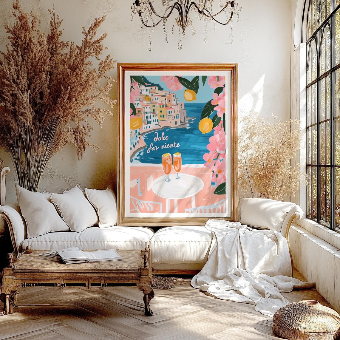 Positano Italy Art Poster: Retro Amalfi Coast View Rolled Poster, F035 ...