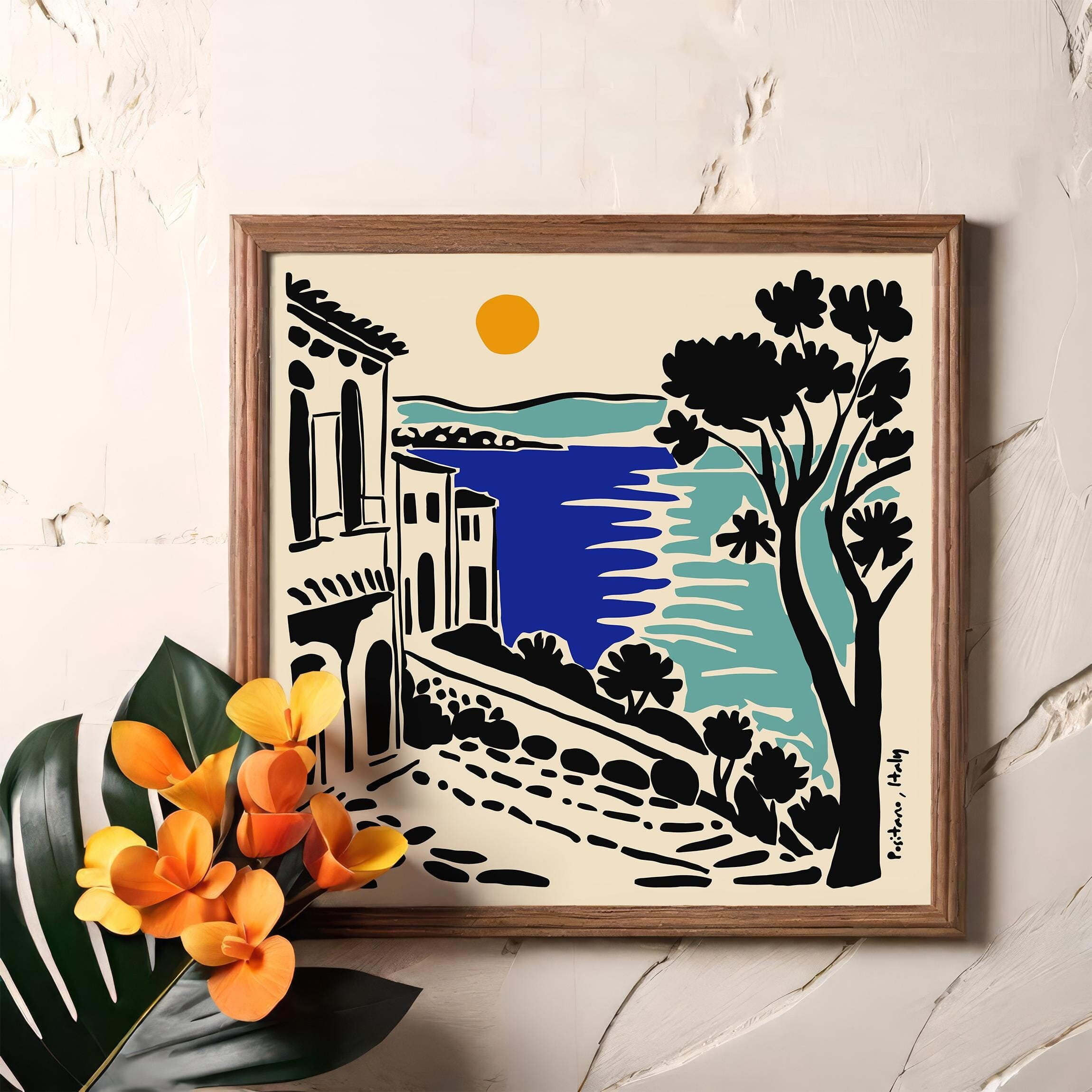 Positano Italy Art Print: Vibrant Coastal Seaside Poster UNFRAMED ...