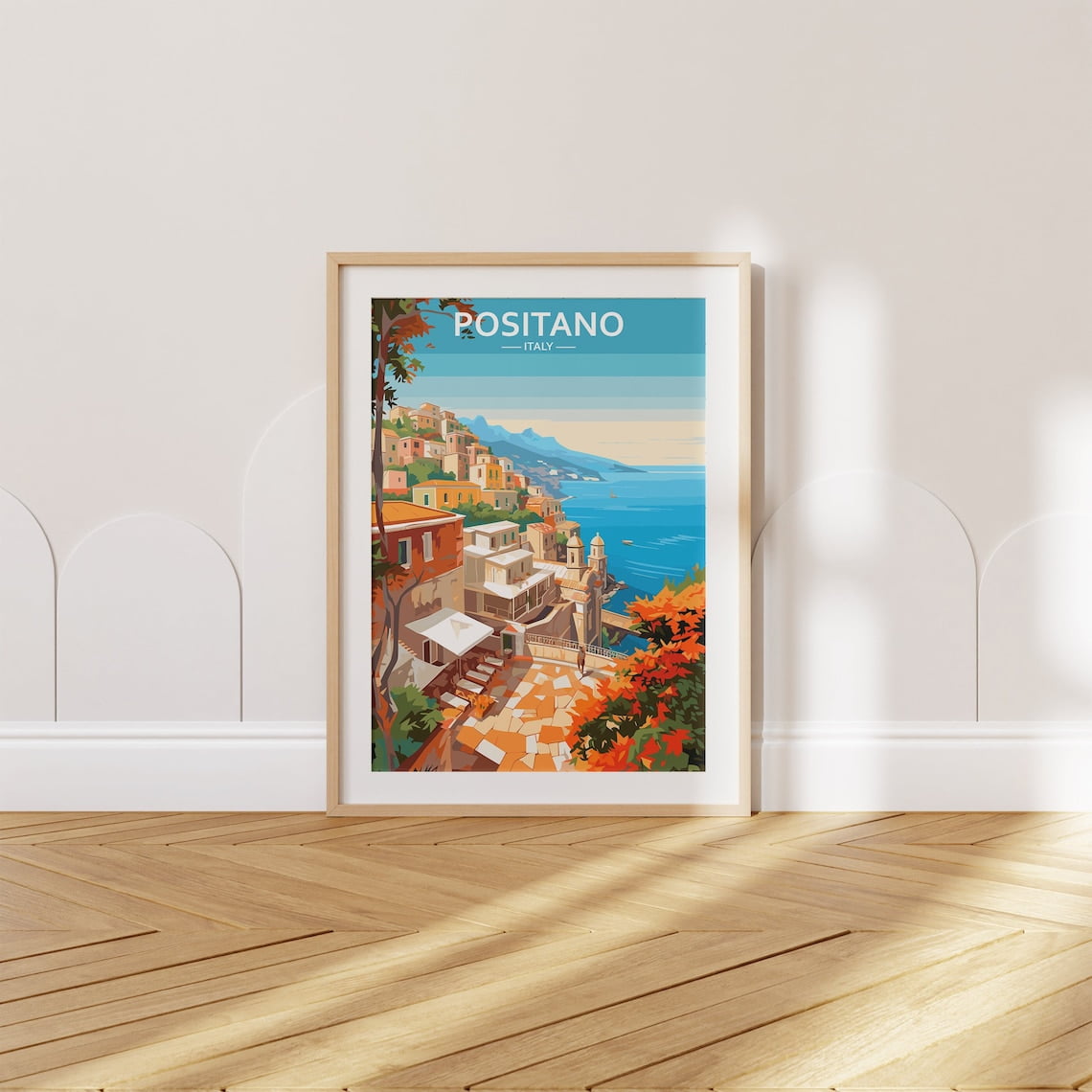Positano Italy Poster Scenic Coastal Art Print, Unframed Poster Size ...