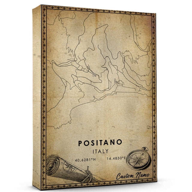 Positano Map Poster, Italy Map Art Poster, Canvas, Positano Map City ...