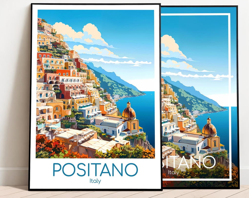 Positano Travel Poster Positano Poster Wall Art Italy Vintage Poster ...