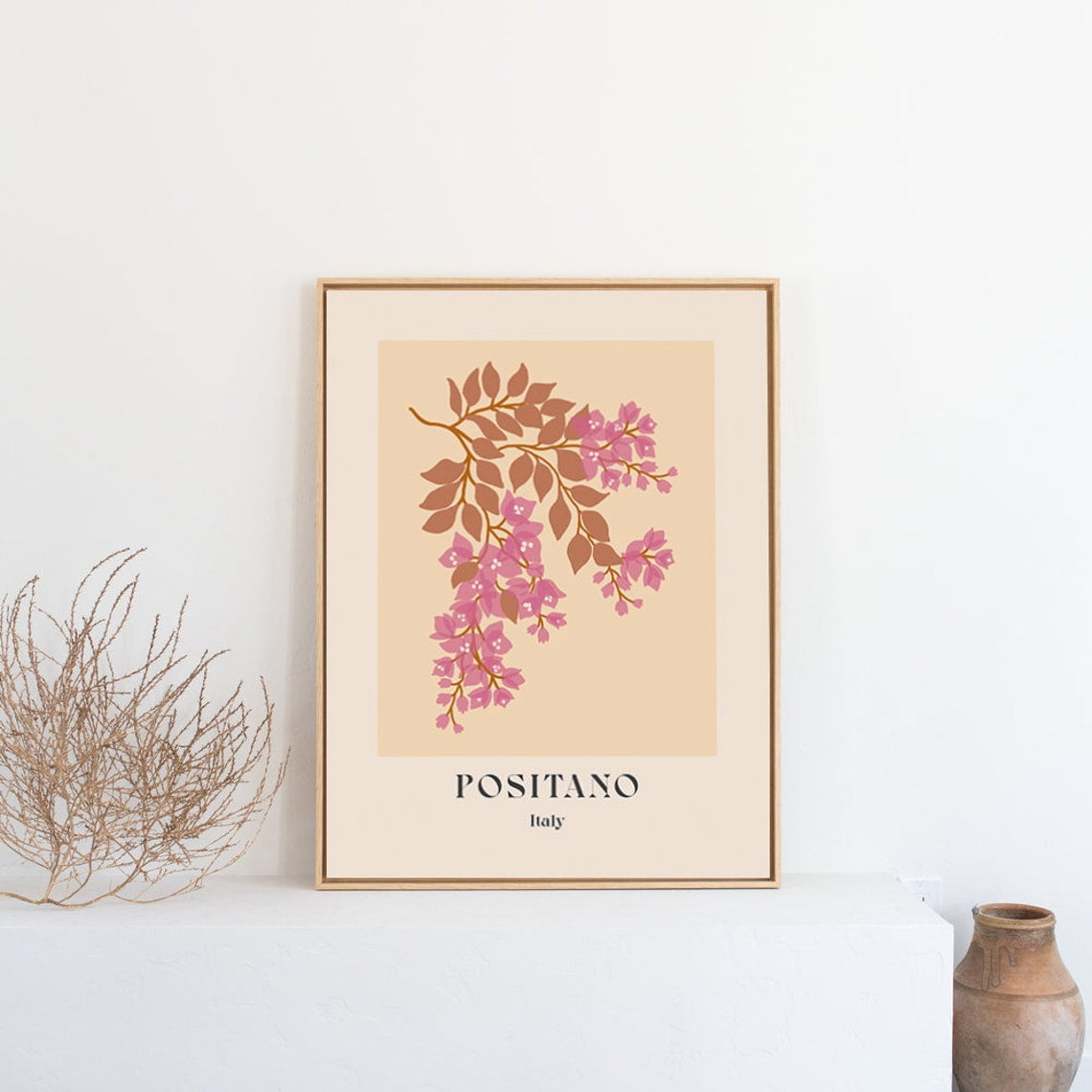 Positano Travel Print Italy Poster Bougainvillea Print Italy Large ...
