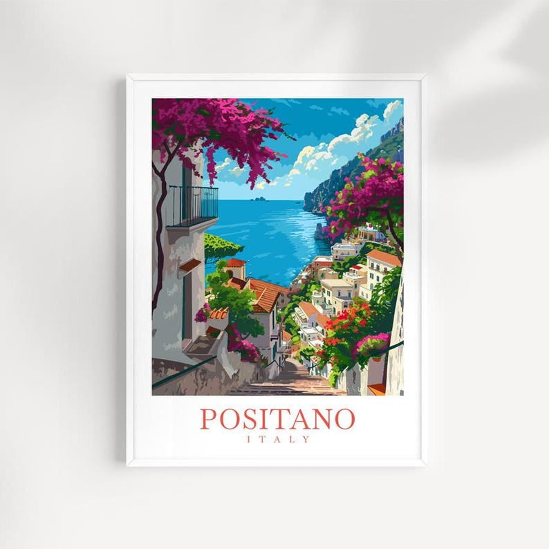 Positano Travel Print | Italy | Wall Art | Positano Gift | Italy Art ...