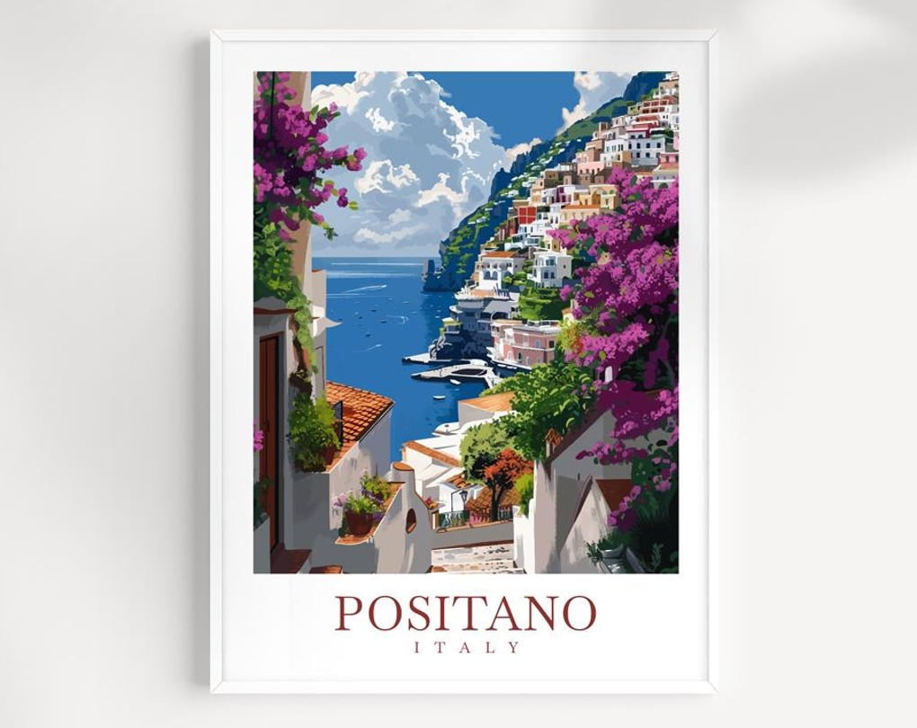 Positano Travel Print Positano Poster Italy Wall Art Decor Positano ...