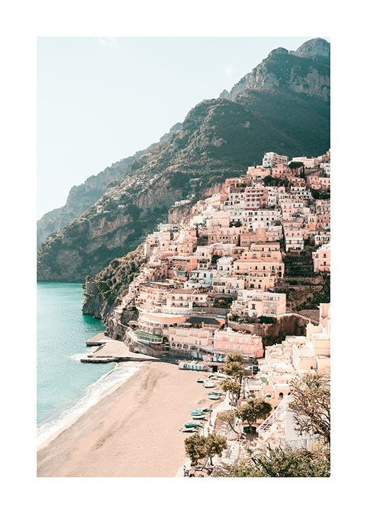 Positano View Print Wall Art, Modern Wall Decor For Living Room Bedroom ...