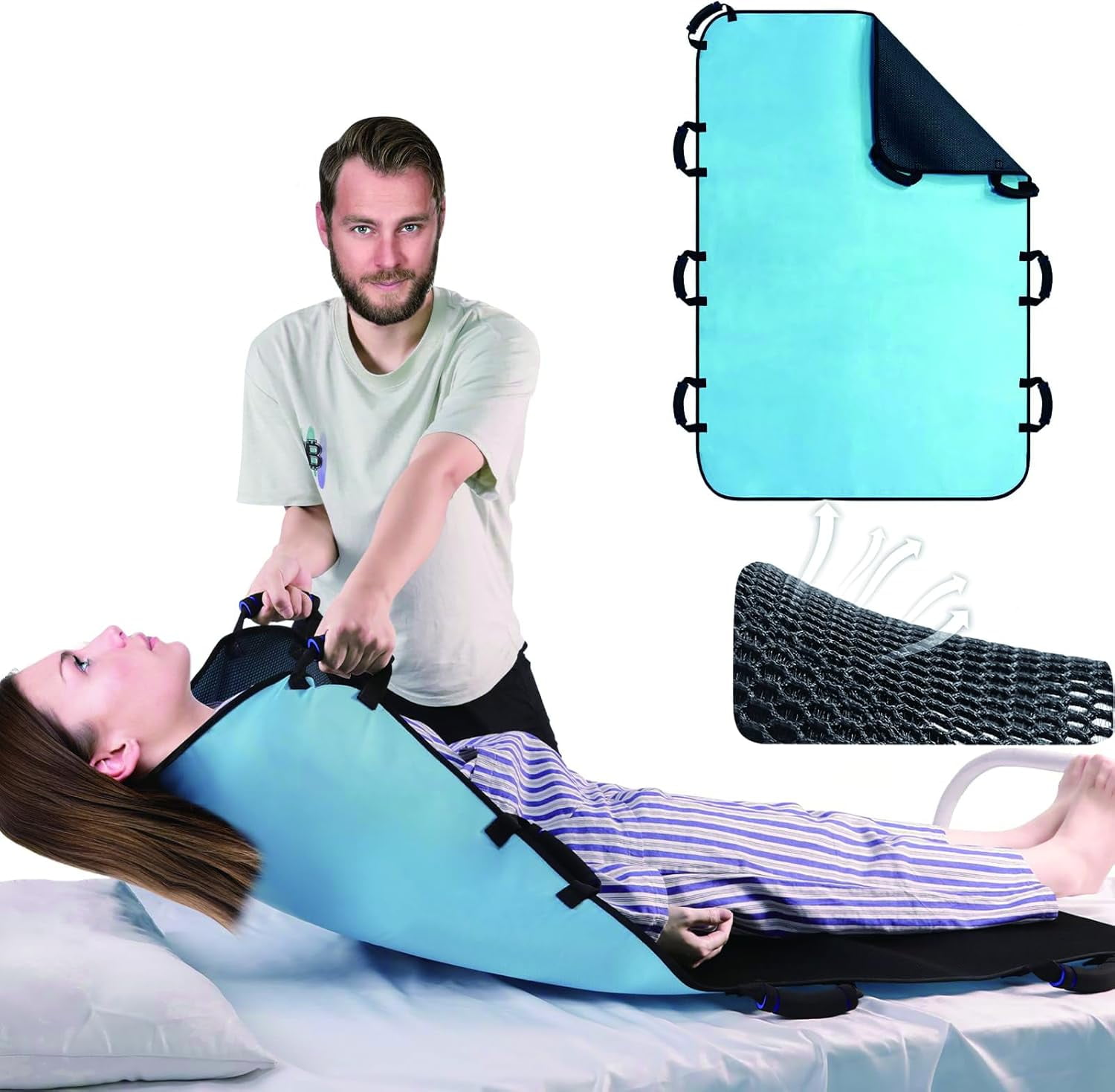 Positioning Bed Pad with Handles, 34" × 50" Transfer Sheet for ...