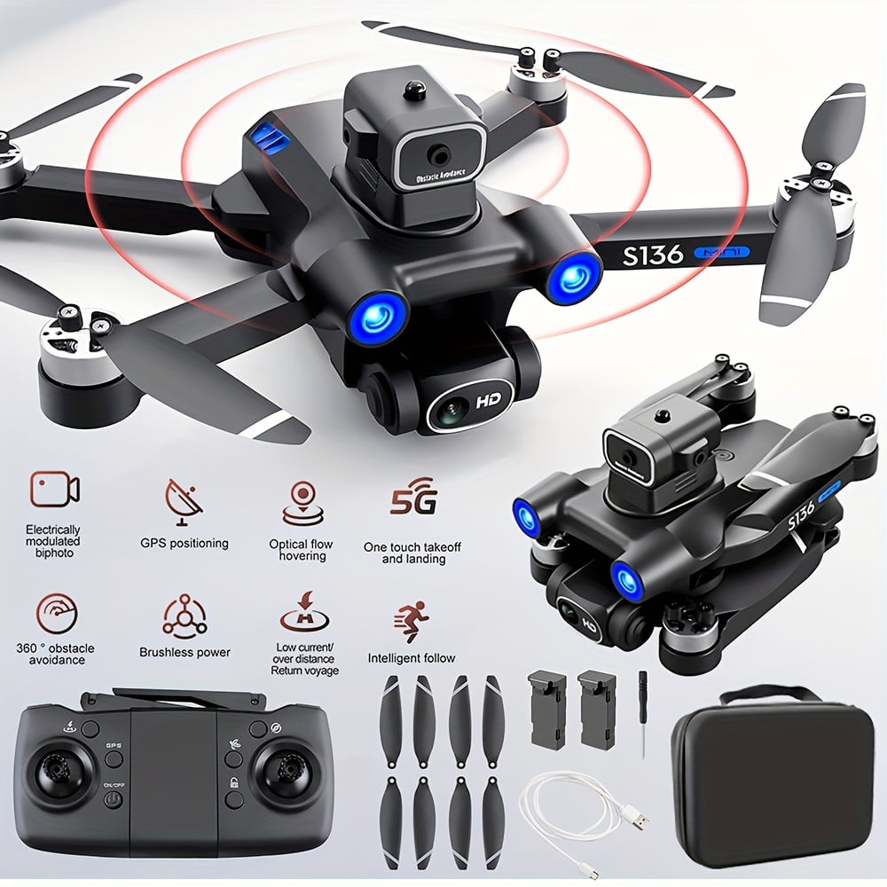 Positioning Drone with 2 Batteries, Dual Cameras, 4-Way Obstacle ...