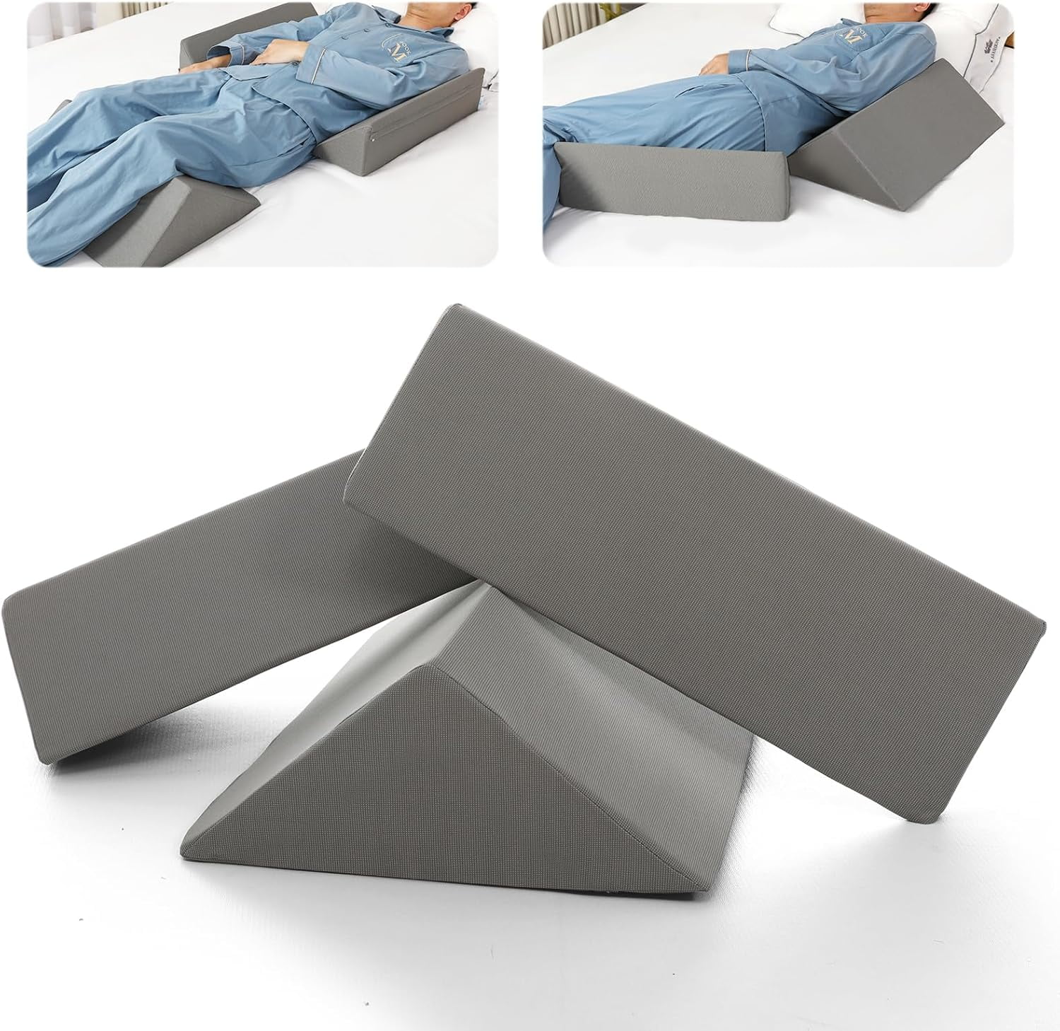 Positioning Wedge Pillow for Side Sleeping (3 in 1), 40 Degree Triangle ...
