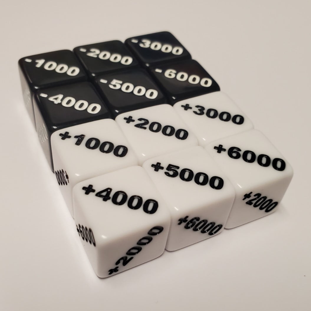 Positive +1000 to +6000 and Negative -1000 to -6000 Counter Dice ...