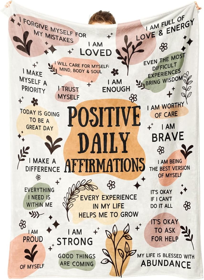 Positive Affirmation Gifts, Soft Blanket with Daily Affirmations ...