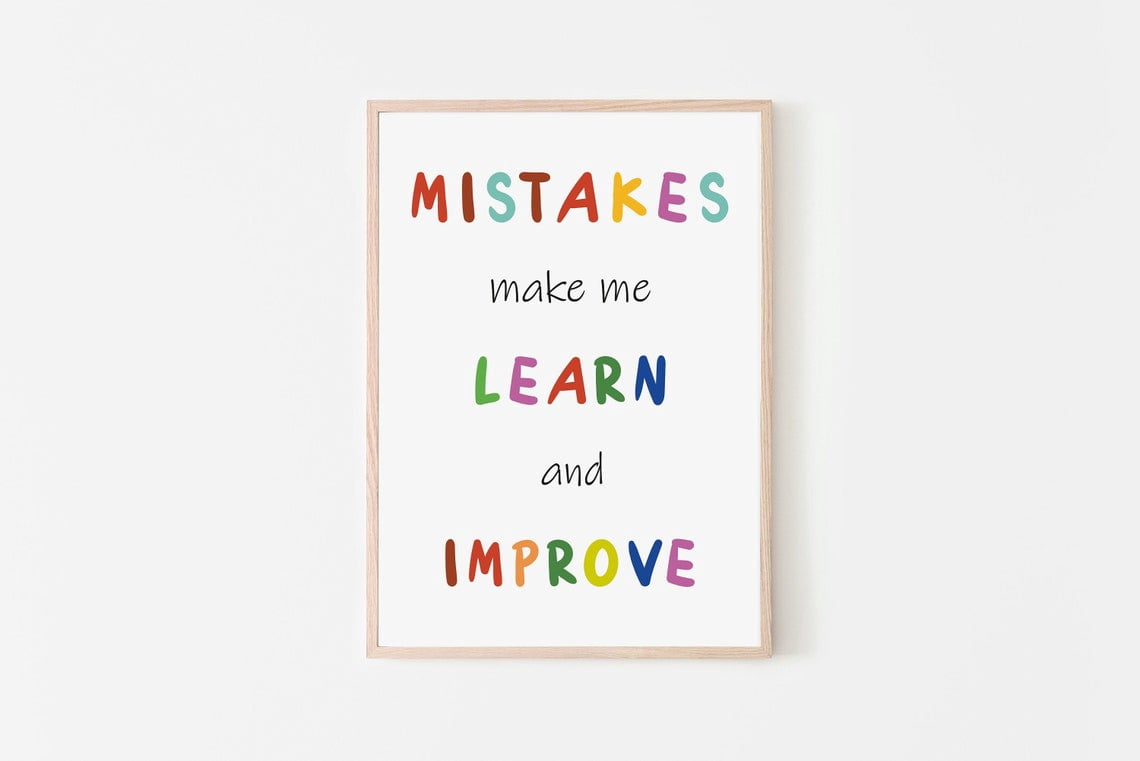 Positive Affirmation For Kids Poster, Mistakes Make Me Learn And ...