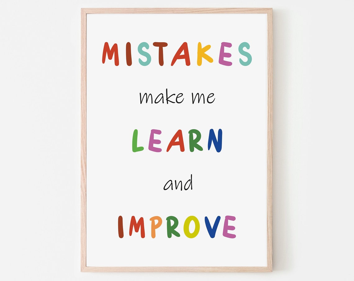 Positive Affirmation For Kids Poster, Mistakes Make Me Learn And ...