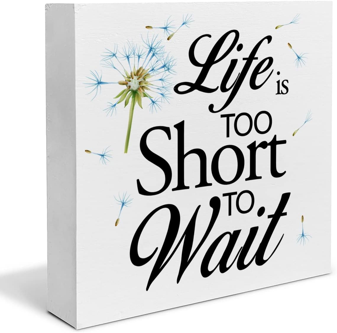 Positive Affirmation Life Quote Wood Box Sign Desk Decor Life is Too ...