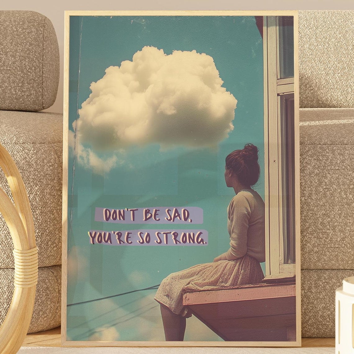 Positive Affirmation Motivational Poster, Cloud Wall Art, Retro Wall ...
