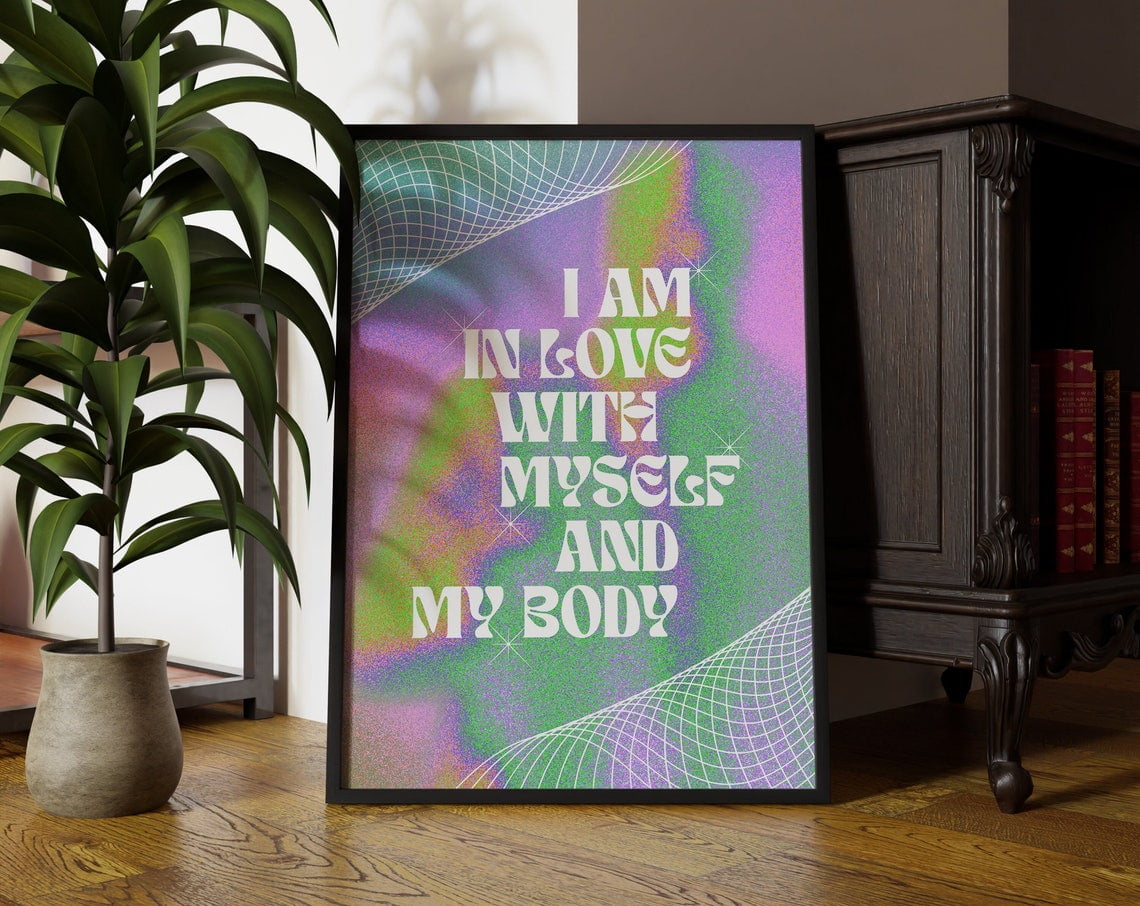 Positive Affirmation Poster, Retro Gradient Poster, Grainy Gradient ...