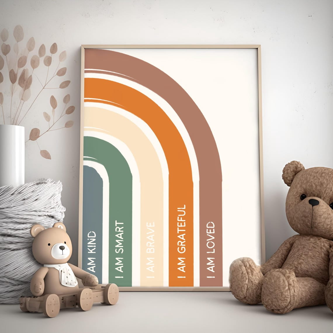 Positive Affirmation Wall Art For Rainbow Affirmations I Am Kind Smart ...
