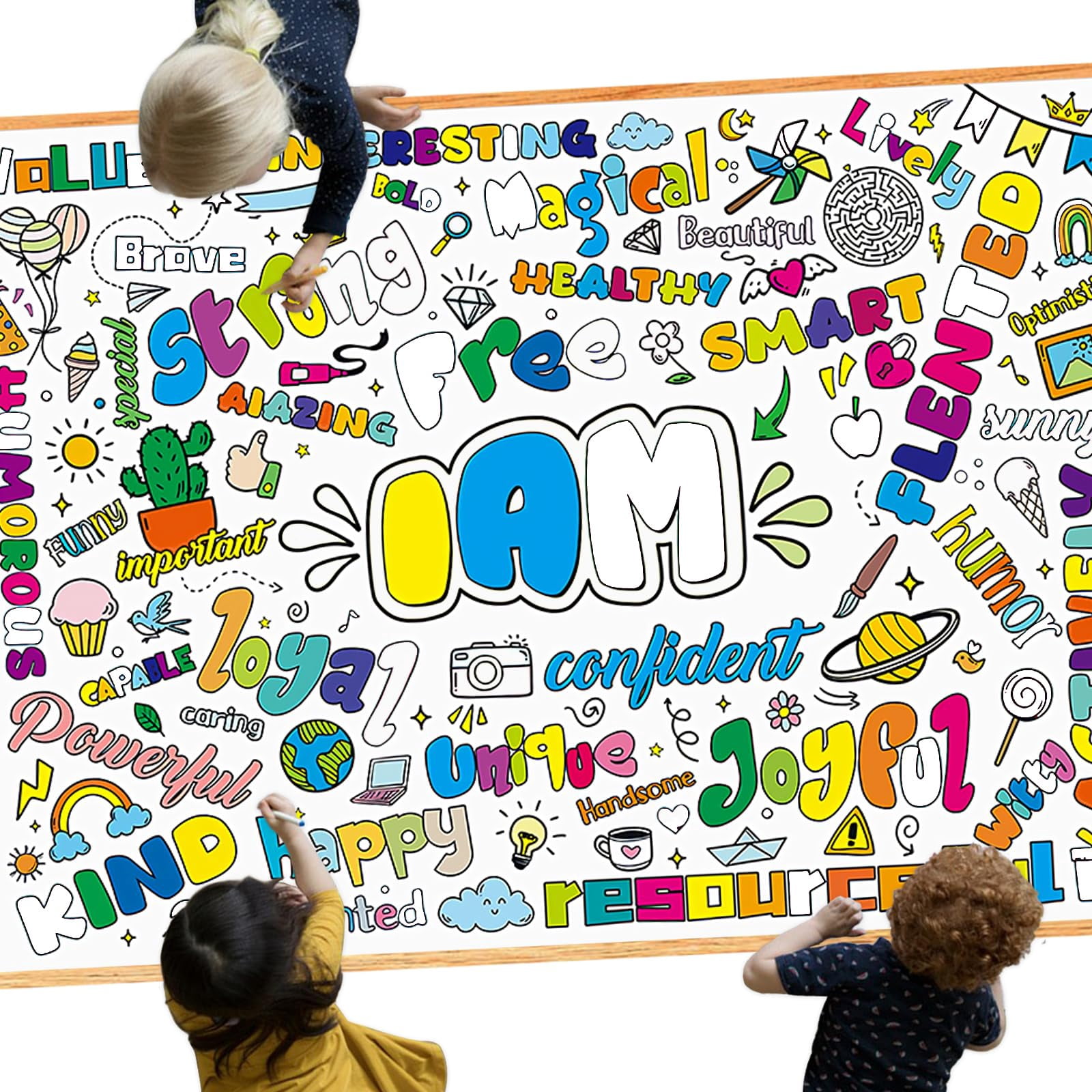 Positive Affirmations Giant Coloring Poster for Kids Spring Fun Design ...