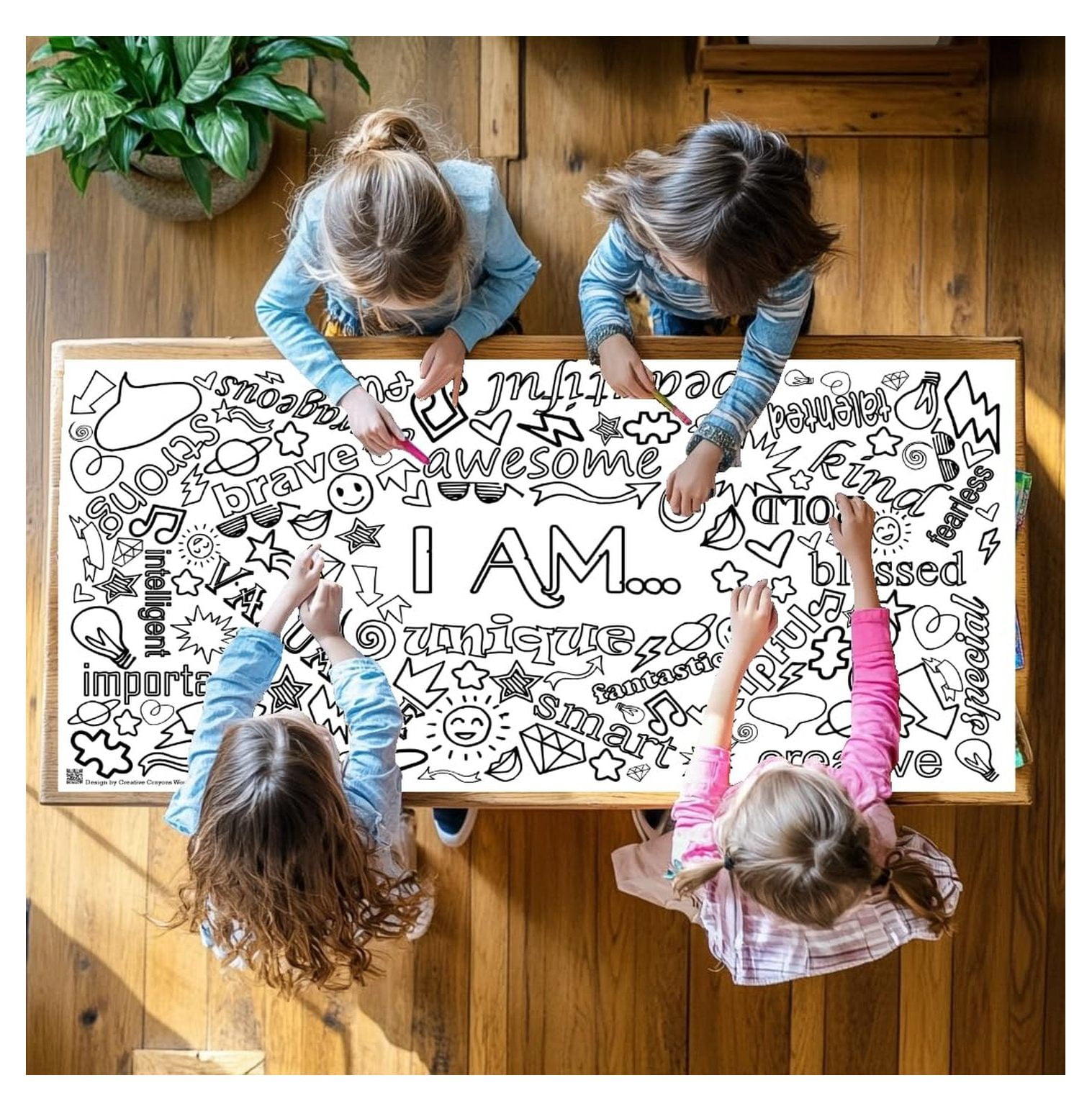 Positive Affirmations Huge Coloring Banner 3' x 6' Paper Coloring ...