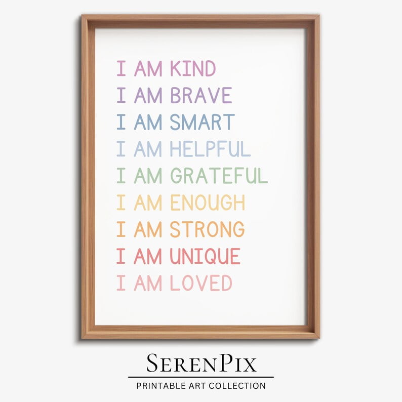 Positive Affirmations For Kids Wall Art, Prints For Kids, Inspirational ...