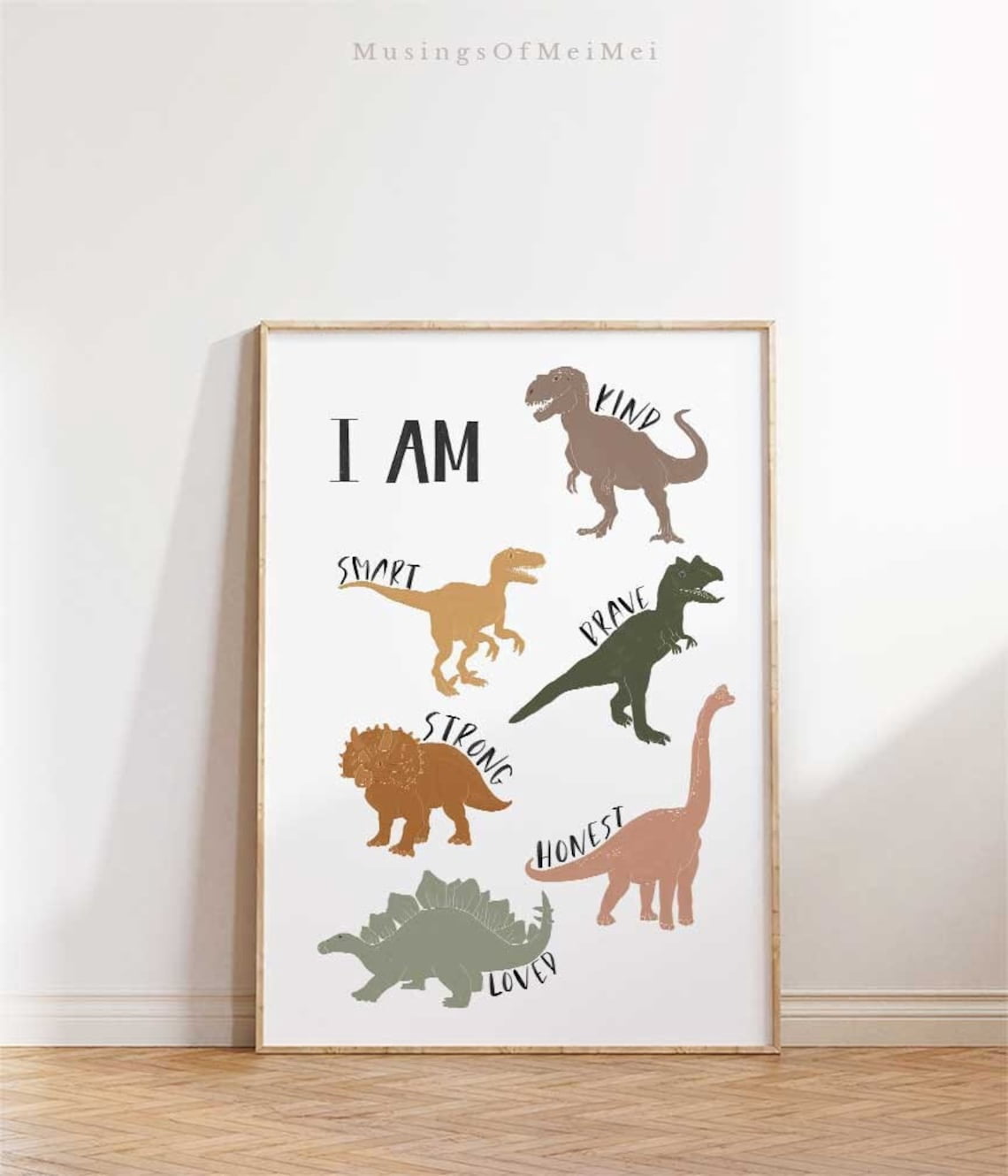 Positive Affirmations Poster Dinosaur Wall Artdinosaur Playroom Decor ...