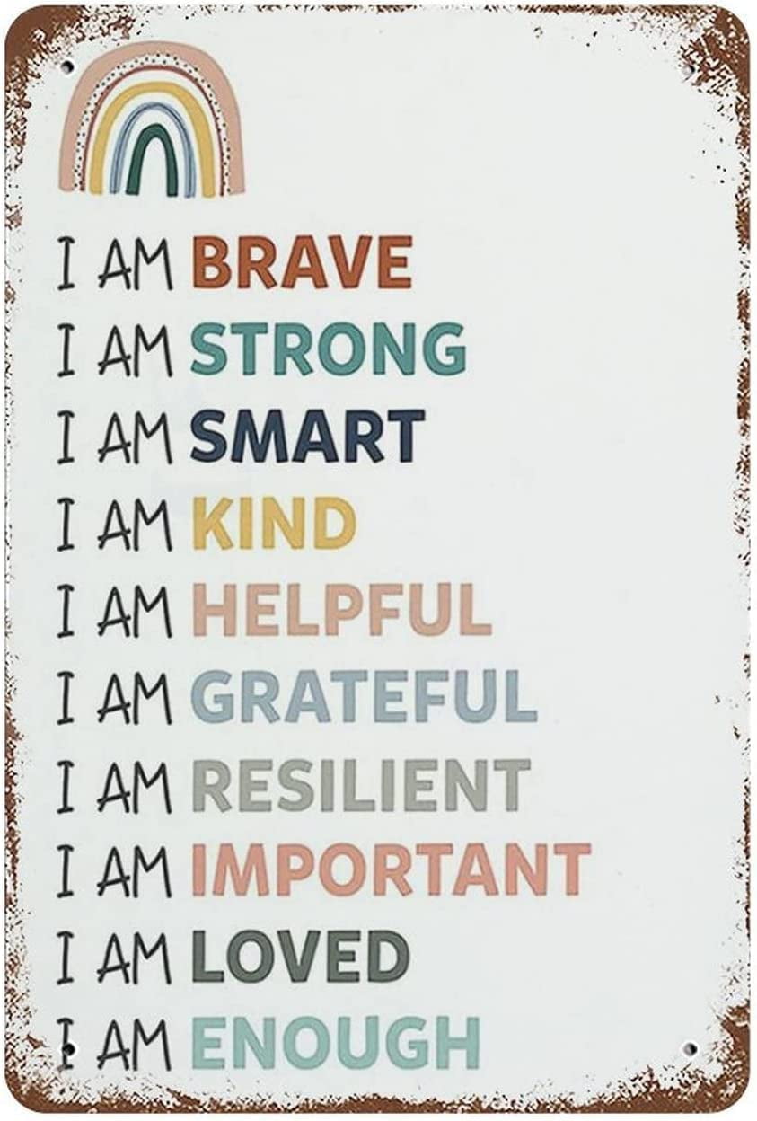 Positive Affirmations Vintage Metal Signs Kids You are Brave Self ...